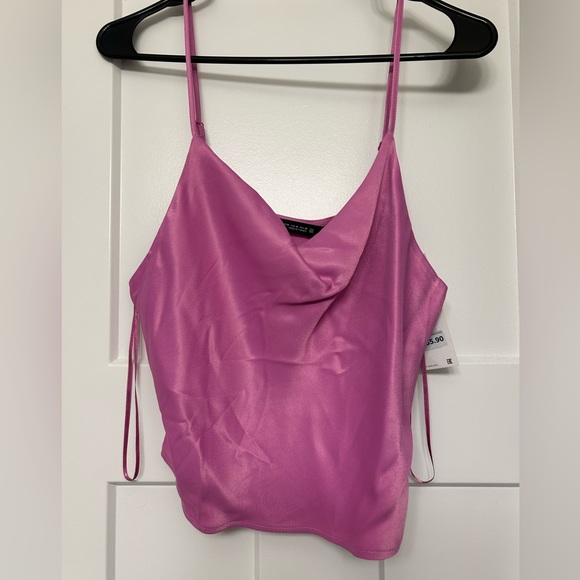 Zara | Tops | Zara Pink Satin Tank Size M Nwt | Poshmark